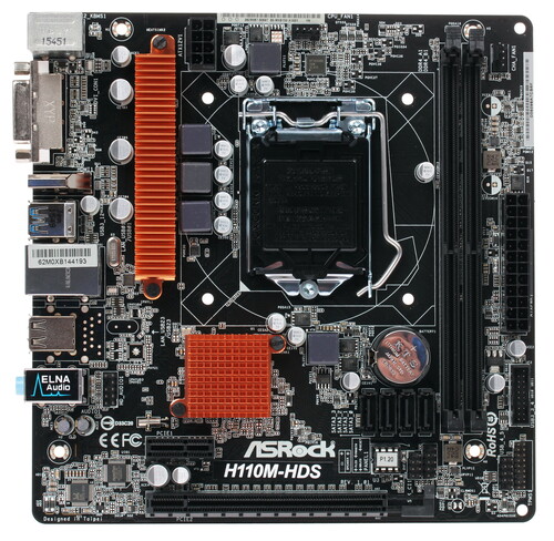 Купить Плата Asrock LGA1151 H110 H110M-HDS 2xDDR4 1xPCI-Ex16 HDMI/DVI ...